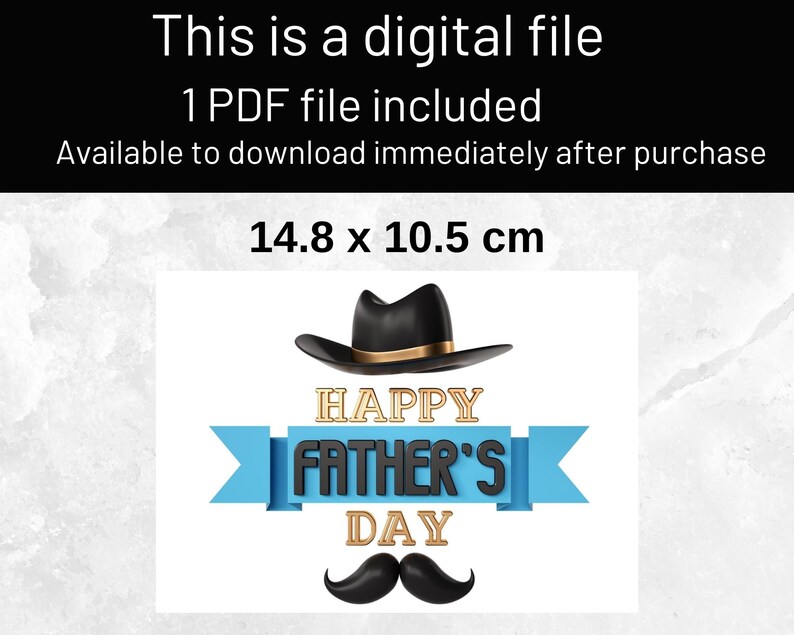 Happy Father's Day Printable Card Instant Download PDF Father's Day ...