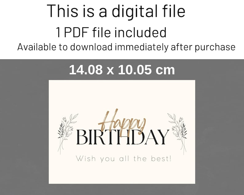 Happy Birthday Printable Card / Instant Download PDF /greeting Card ...