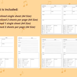 Music Lesson Plan Practice Sheet Student Musician Log Digital Download ...