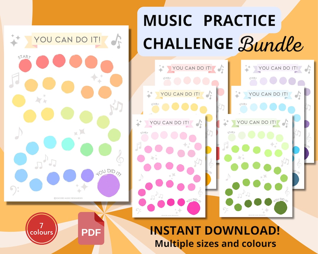 Music Practice Challenge Bundle Music Practice Reward Tracker for Kids ...