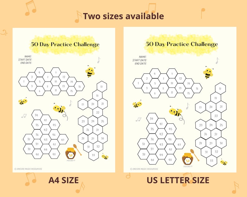 Music Practice Challenge 50 Days Music Practice Reward Tracker for Kids ...