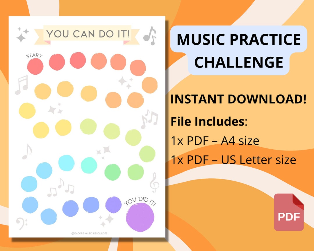 Music Practice Challenge Music Practice Reward Tracker for Kids Music ...