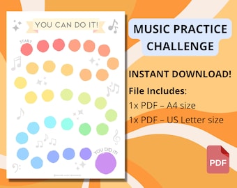 Music Practice Challenge 50 Days Music Practice Reward Tracker for Kids ...