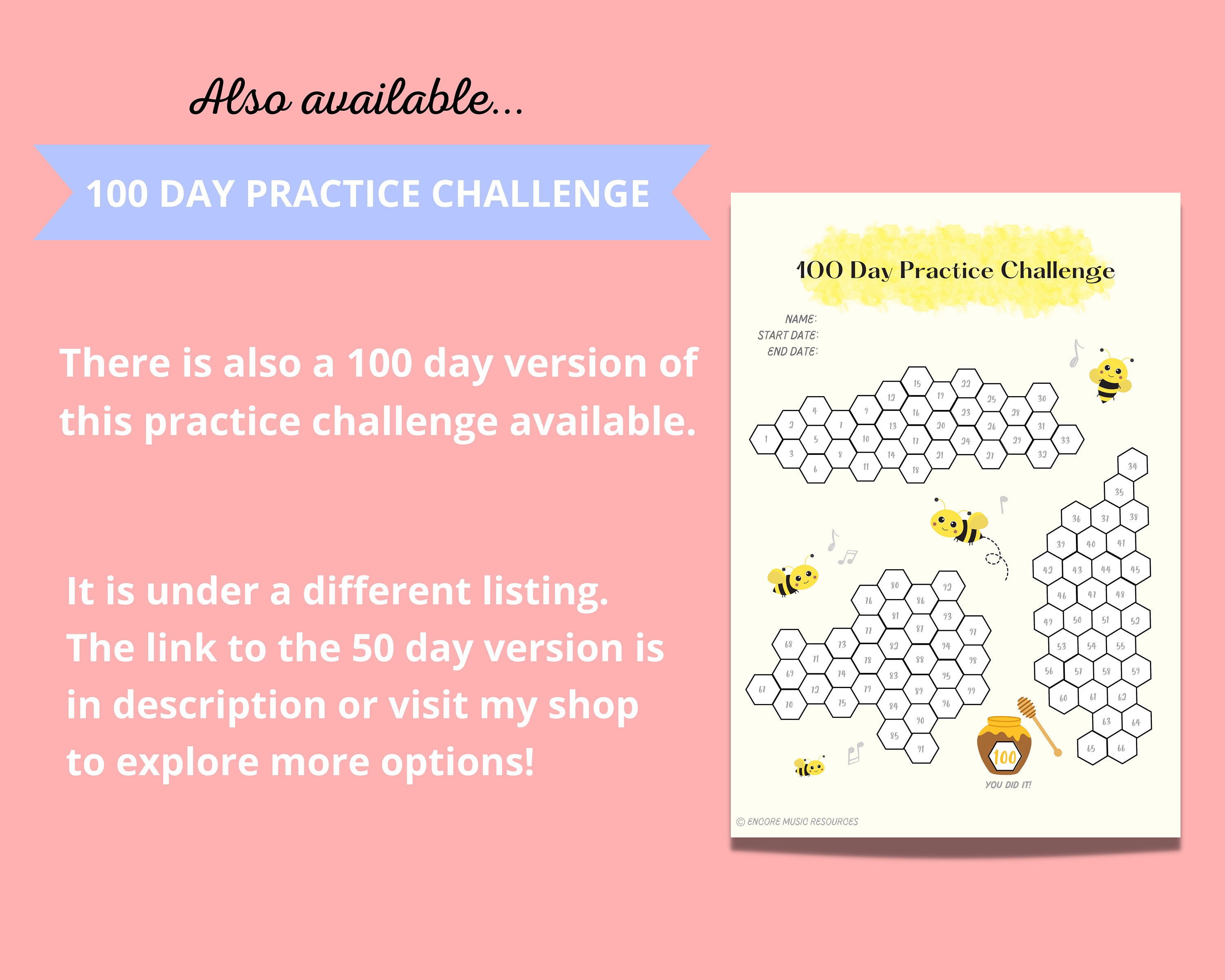 Music Practice Challenge 50 Days Music Practice Reward Tracker for Kids ...