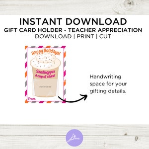 Teacher Appreciation Gift Card Coffee Gift Card Holder for Starbucks or ...