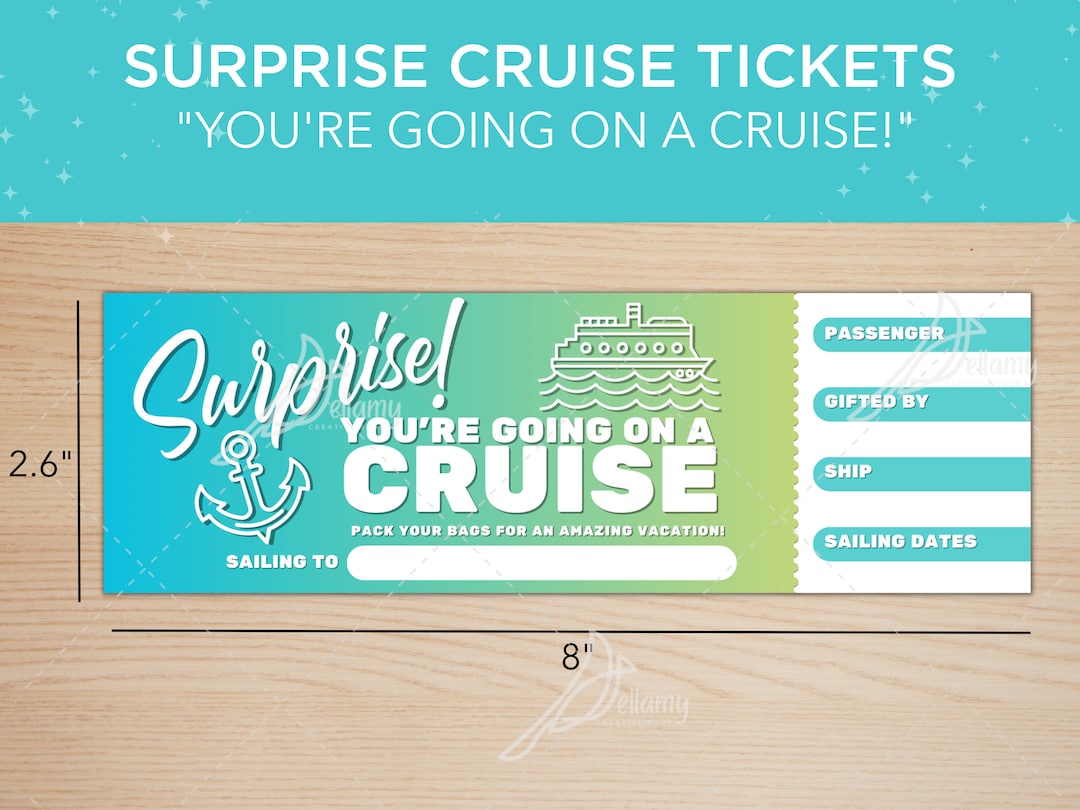 Surprise Cruise Ticket Reveal Gift Boarding Pass Digital Printable ...