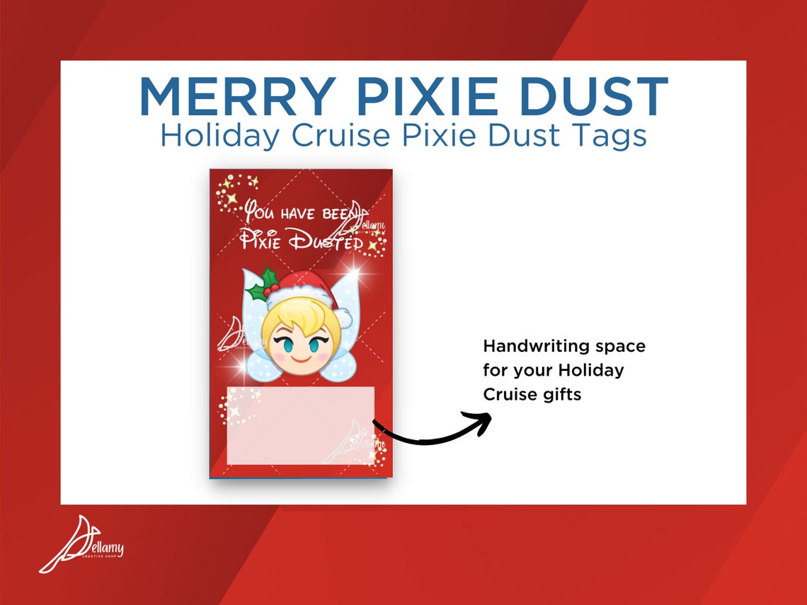 Holiday Pixie Dust Gift Tag Pixie Dust DCL Very Merrytime Cruise Tag Christmas Pixie Dust Tag ...