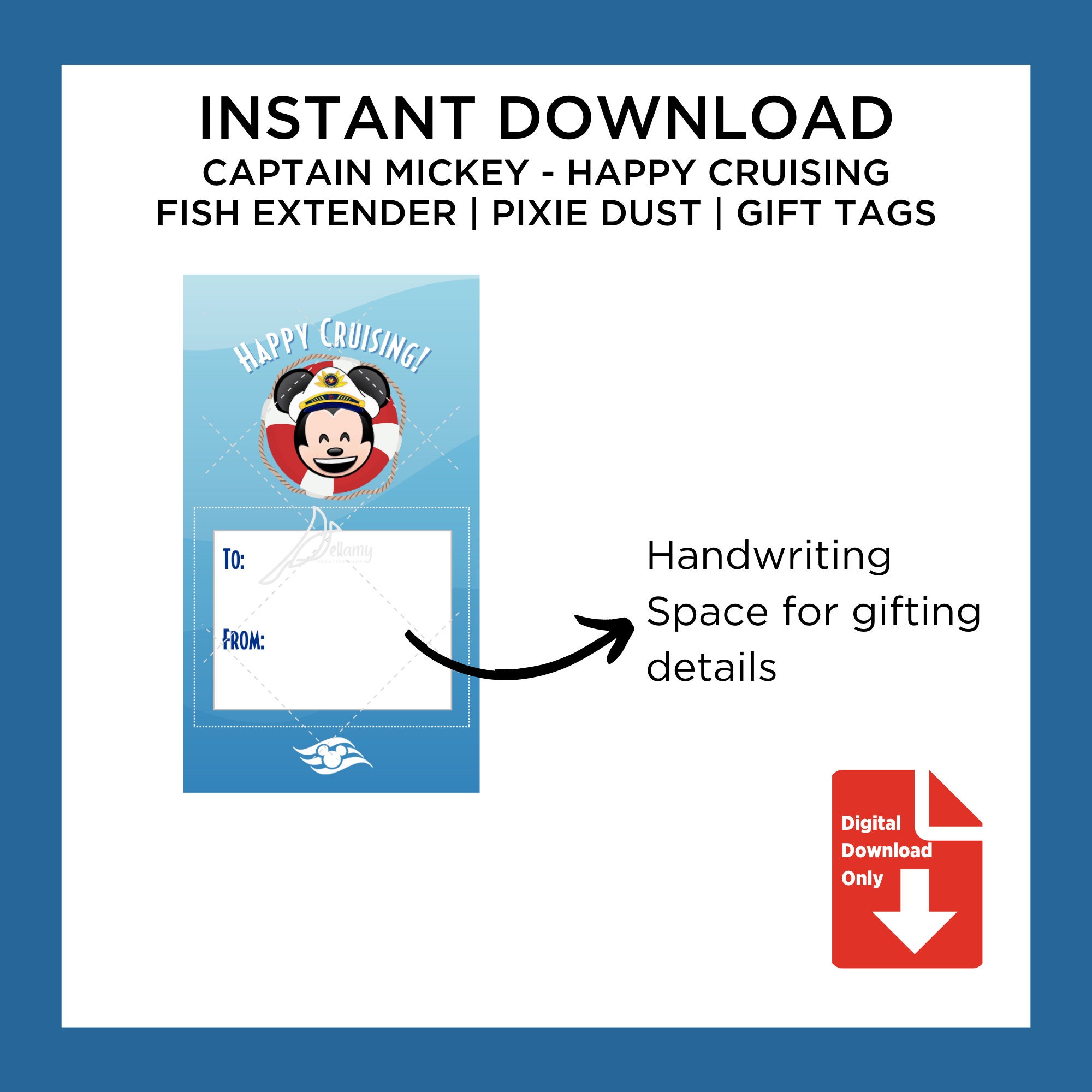Fish Extender Gift Tags, DCL Captain Mickey, Happy Cruising Gift Tags ...