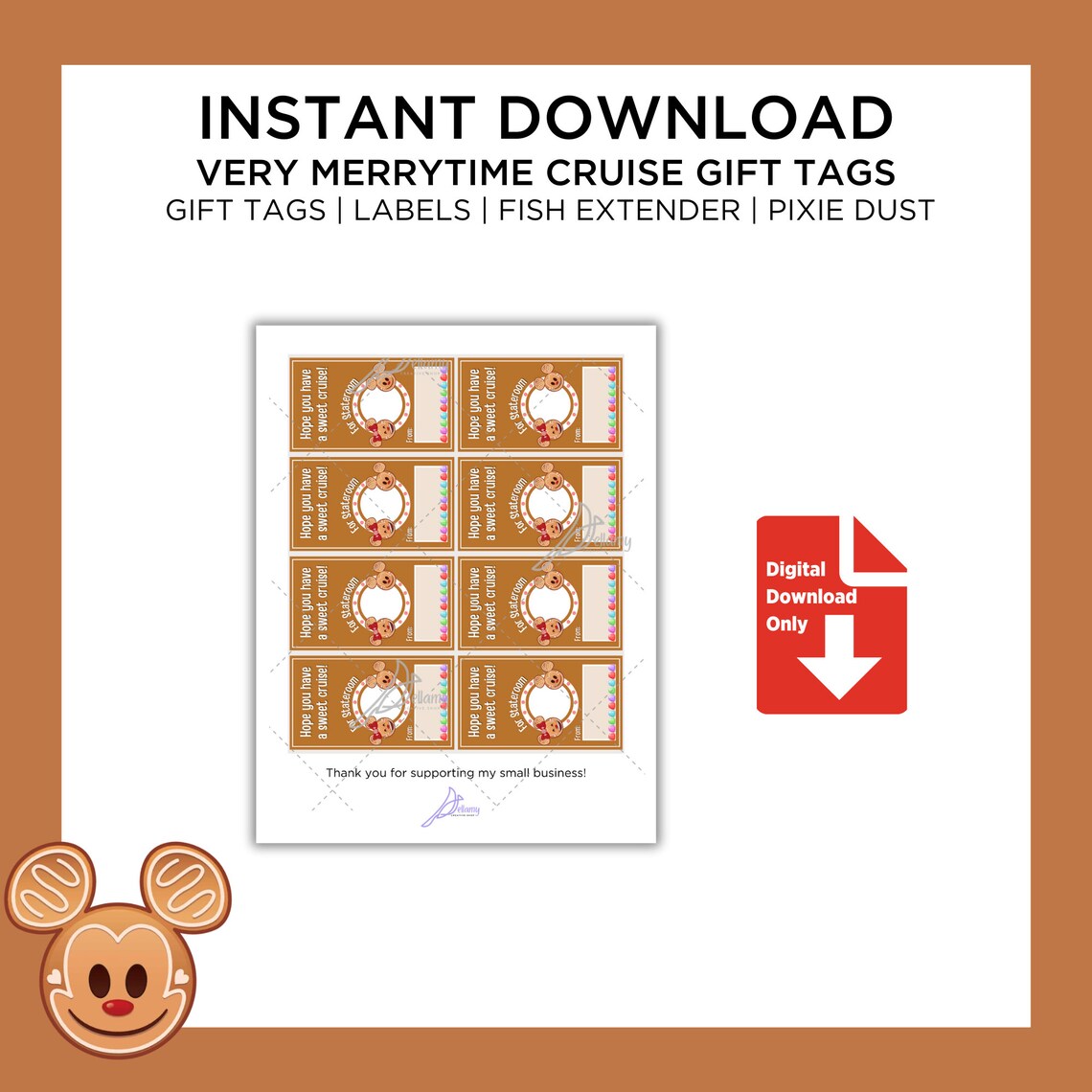 Fish Extender Gift Tags FE Gift Tags DCL Very Merrytime Cruise Digital ...