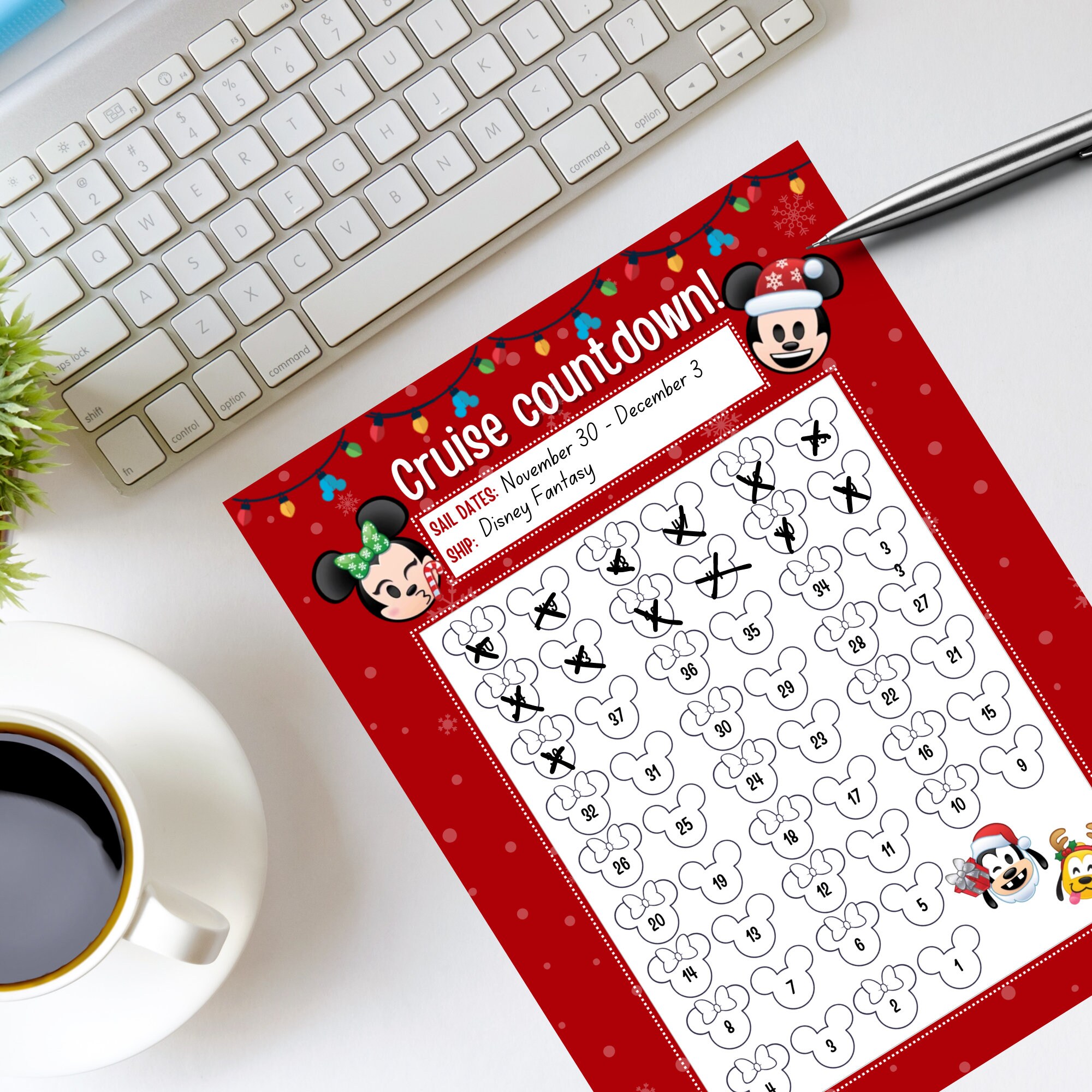 Cruise Countdown, INSTANT DOWNLOAD, Mickey Minnie Holiday Cruise ...