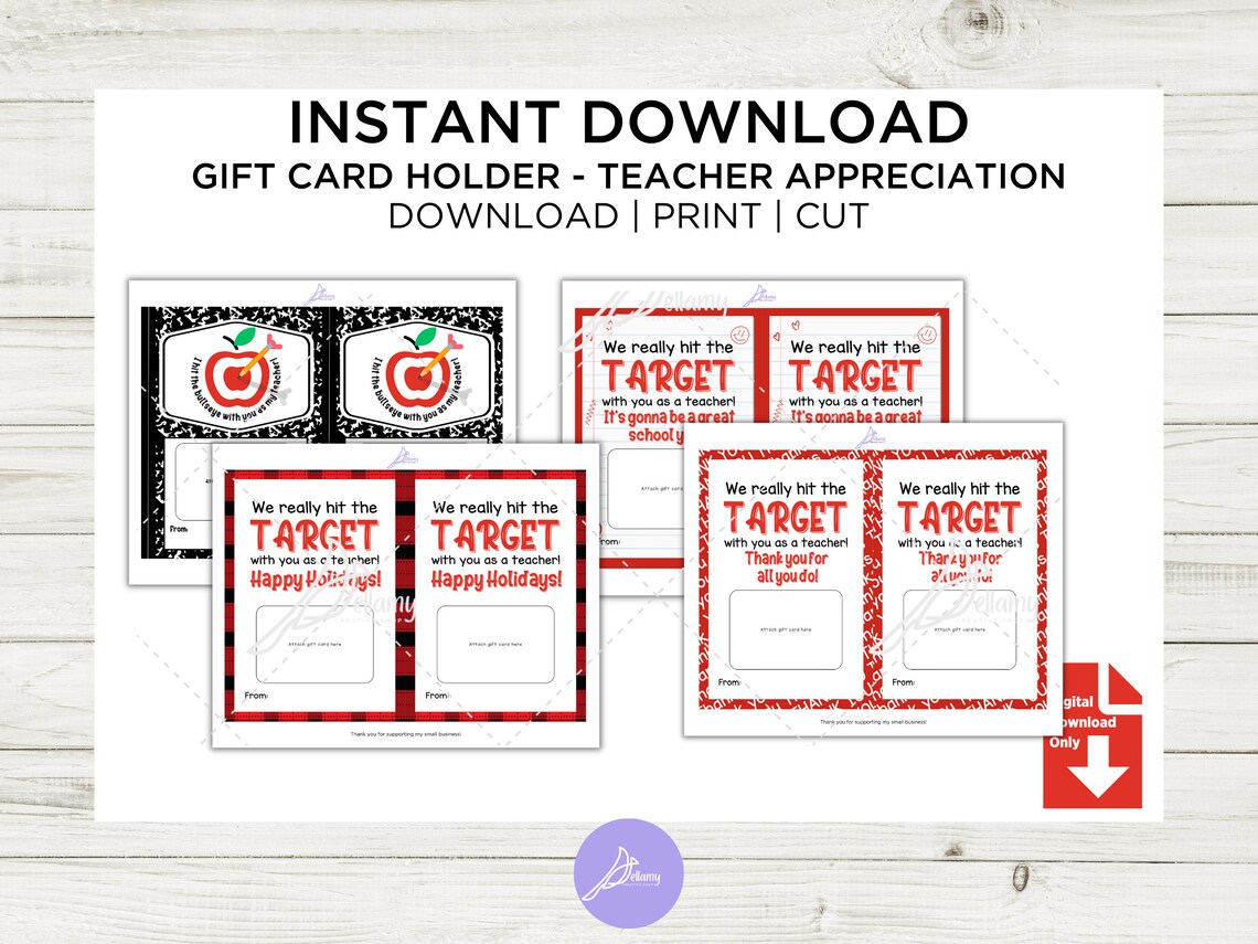 Teacher Appreciation Gift Card Target Gift Card Holder INSTANT DOWNLOAD ...