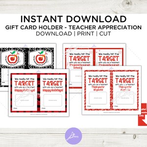 Teacher Appreciation Gift Card Target Gift Card Holder INSTANT DOWNLOAD ...