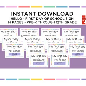 First Day of School Sign, Pre-k, Kindergarten, 1st Grade Sign, All ...