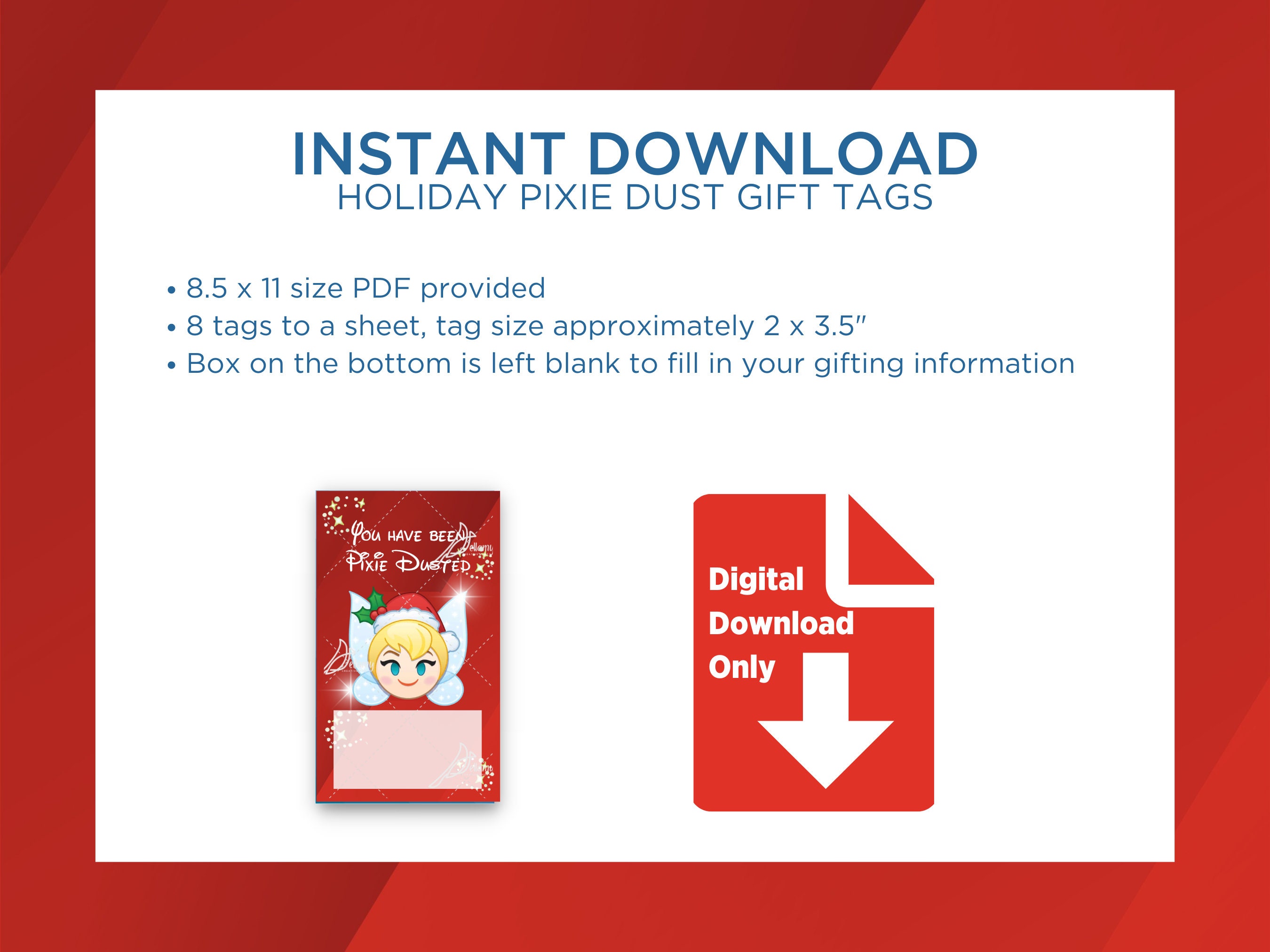 Holiday Pixie Dust Gift Tag Pixie Dust DCL Very Merrytime - Etsy