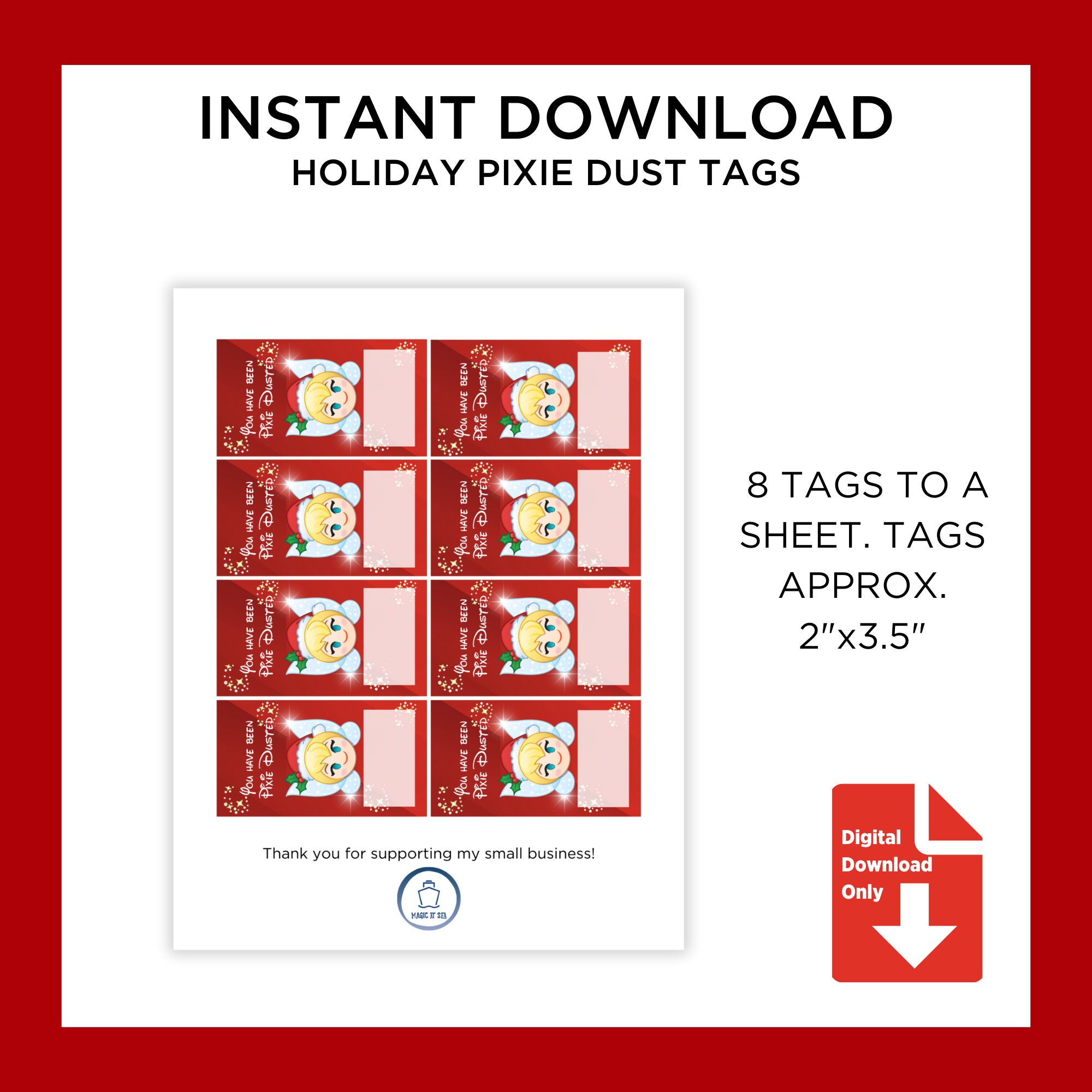 Holiday Pixie Dust Gift Tag Pixie Dust DCL Very Merrytime Cruise Tag ...