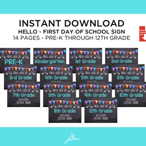 First Day of School Sign, Pre-k, Kindergarten, 1st Grade Sign, All ...