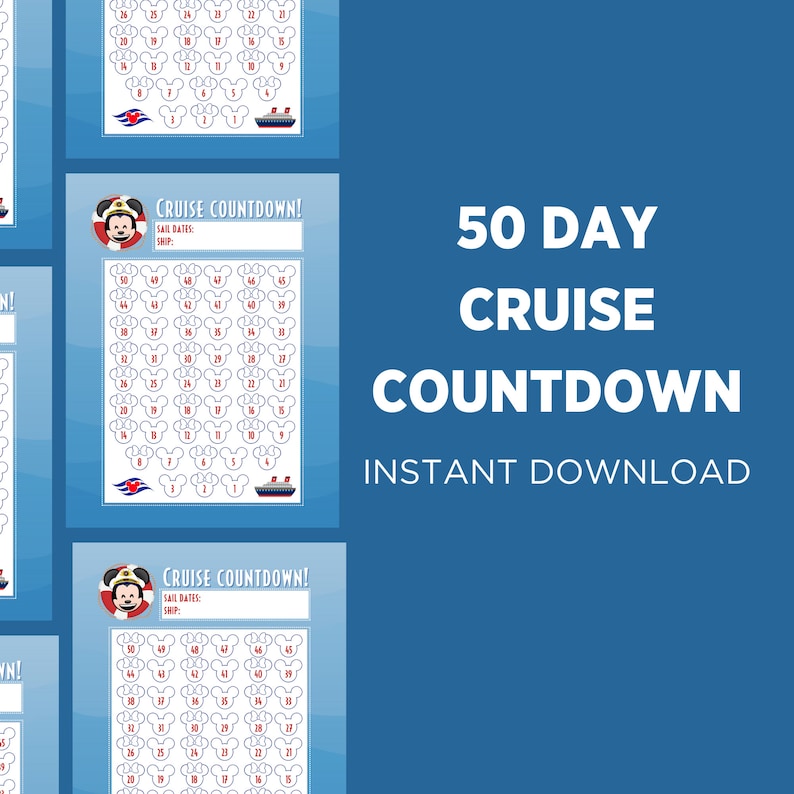 Cruise Countdown, INSTANT DOWNLOAD, Captain Mickey Cruise Countdown ...