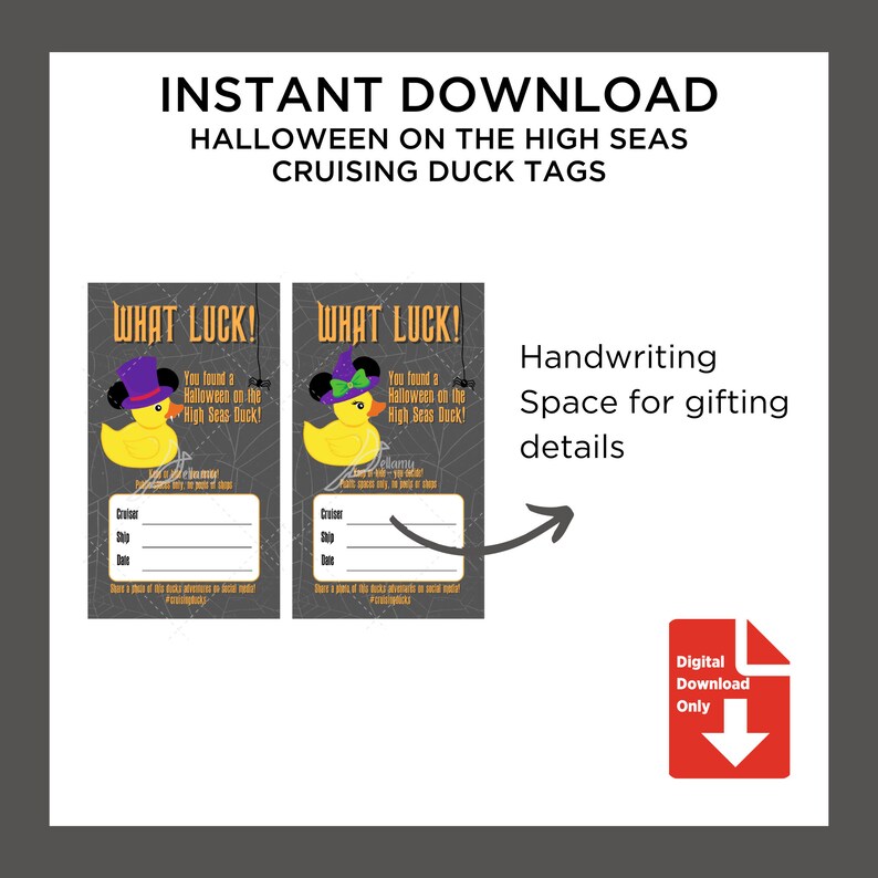 Halloween Cruise Duck DCL Duck Tags Mouse Ear High Seas Cruise - Etsy