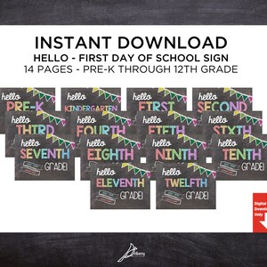 First Day of School Sign, Pre-k, Kindergarten, 1st Grade Sign, All ...