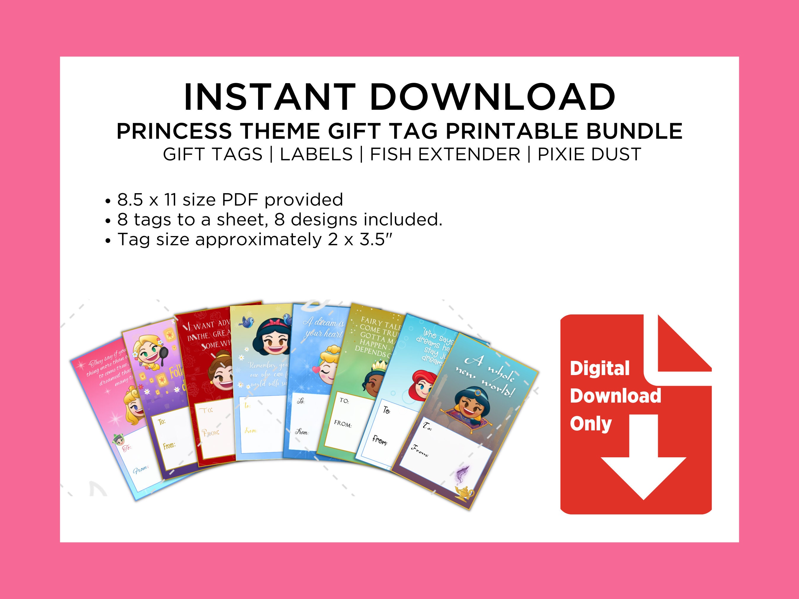 Fish Extender Gift Tag Pixie Dust Tag Princess Gift Tag Printable ...