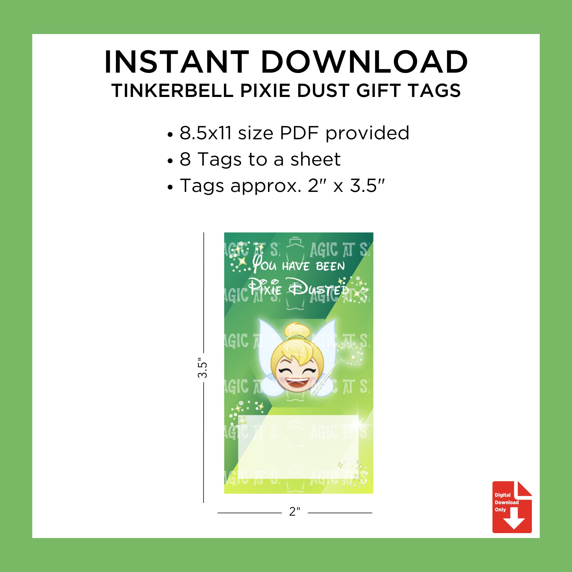 Tinkerbell Pixie Dust Gift Tags, Disney Cruise Fish Extender (digital ...