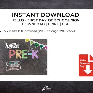 First Day of School Sign, Pre-k, Kindergarten, 1st Grade Sign, All ...