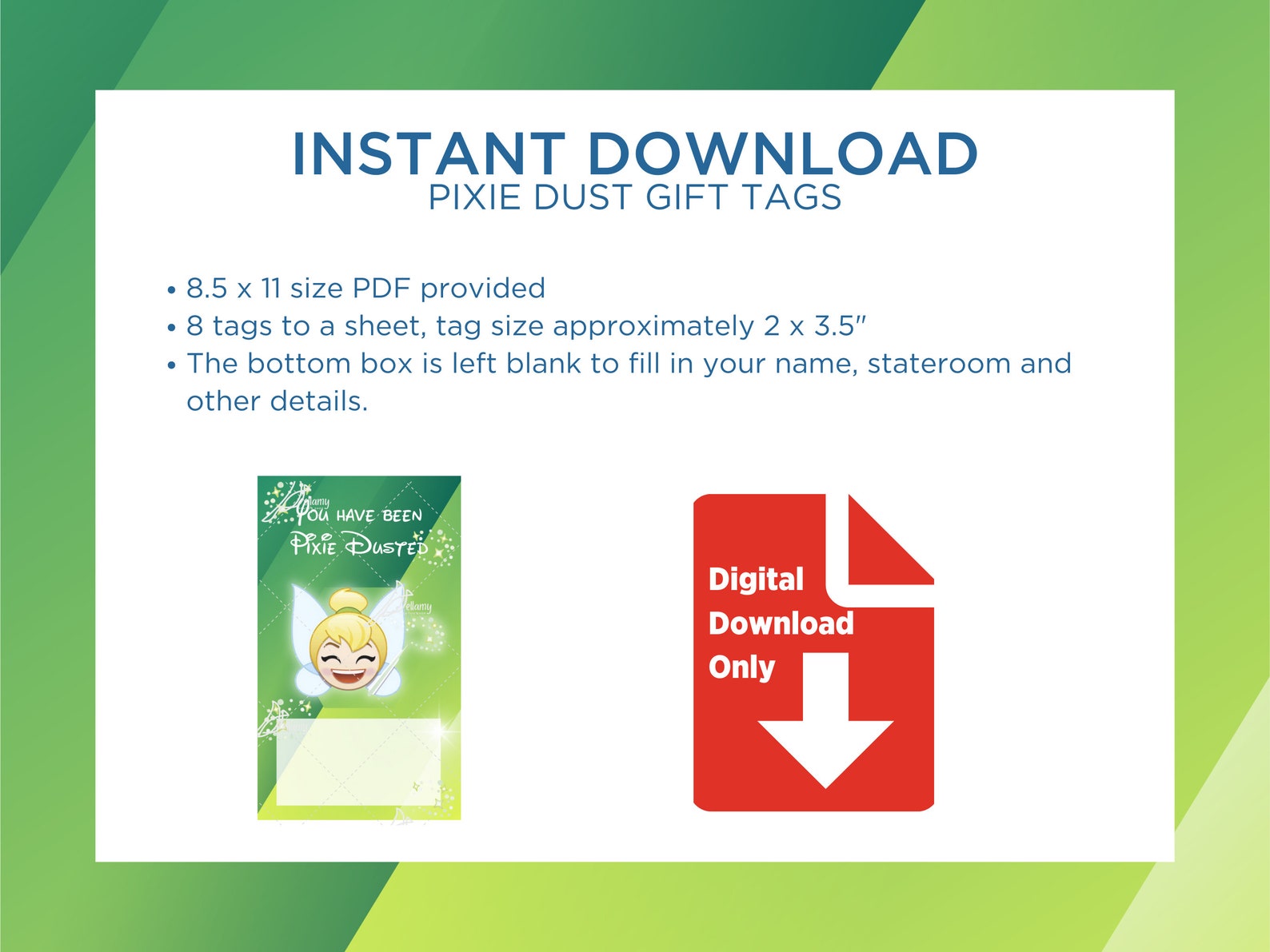 Pixie Dust Gift Tag Fish Extender Tag Cruise Gift Tag Pixie Dust Label Fish Extender Label Fish ...