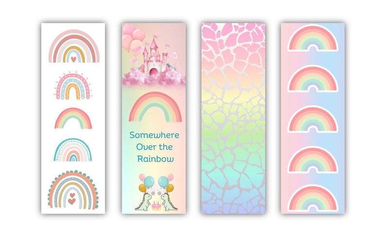 4 Printable Rainbow Themed Bookmarks Printable Bookmarks - Etsy