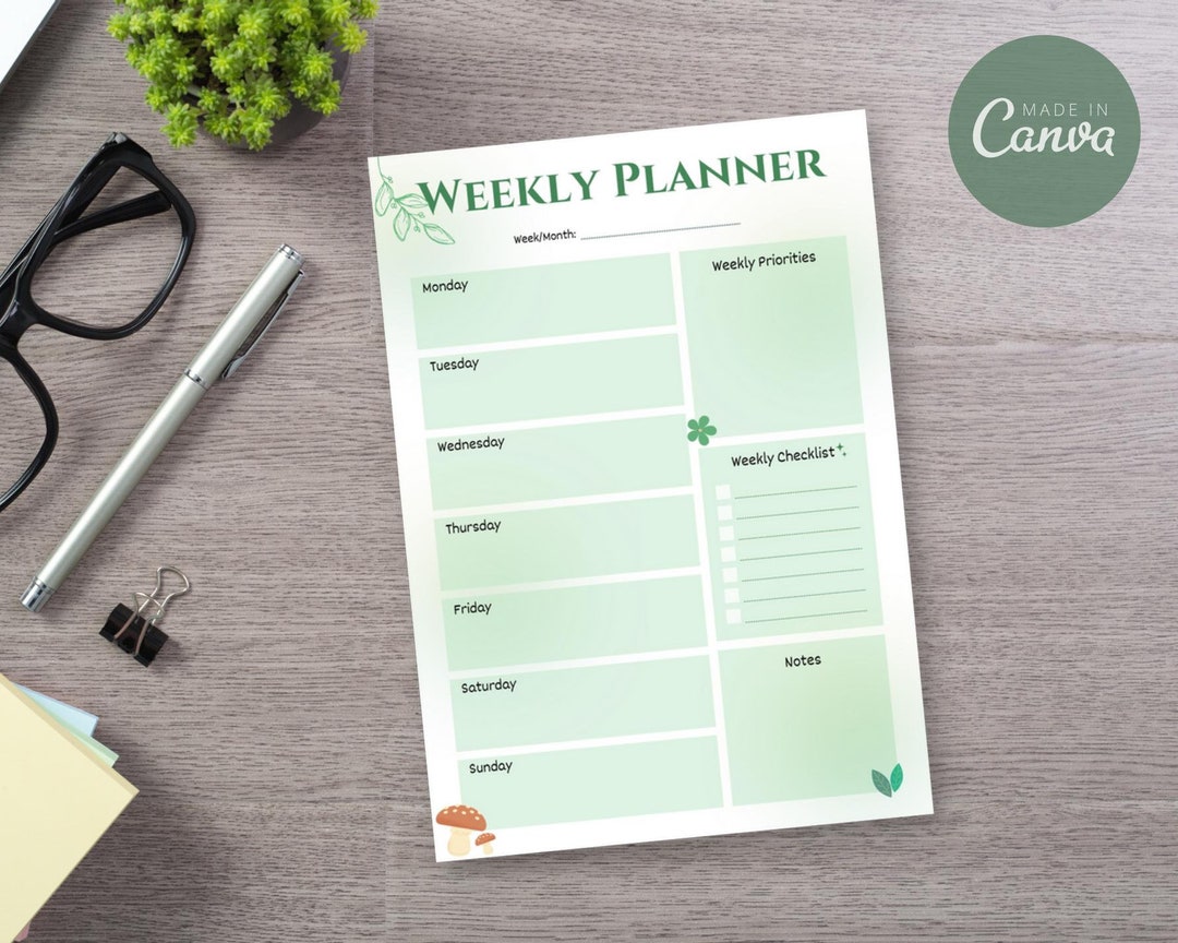 Weekly Planner Printable Minimal Weekly Schedule Weekly - Etsy