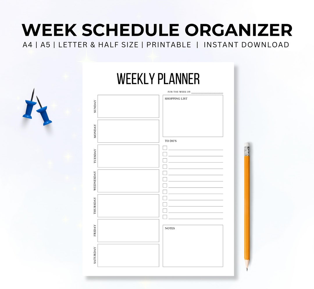 Weekly Schedule Template Undated Weekly Planner to Do List Printable ...