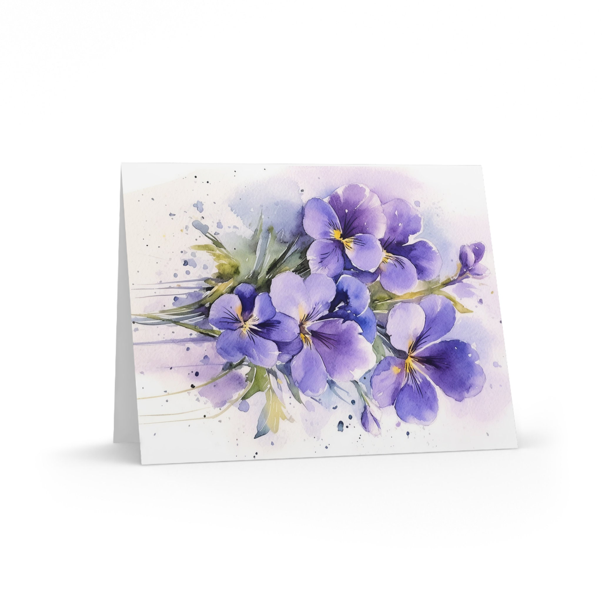Set Watercolor Violet Flowers, Fine Art Blank Card Set, Greeting Cards ...