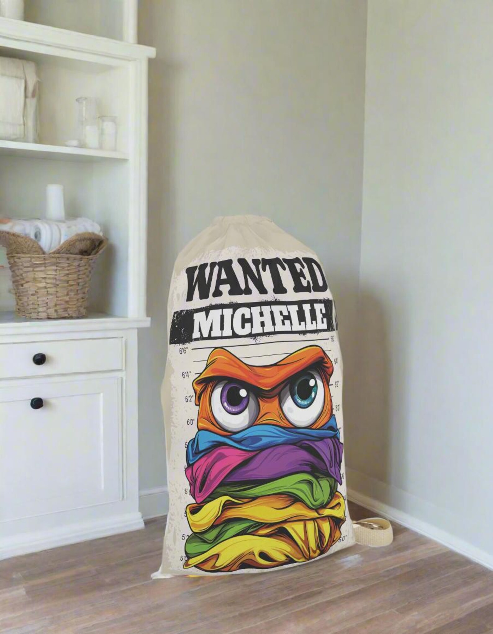 Custom Laundry Bag, Wanted Sign, Personalized Hamper, Laundry Room ...