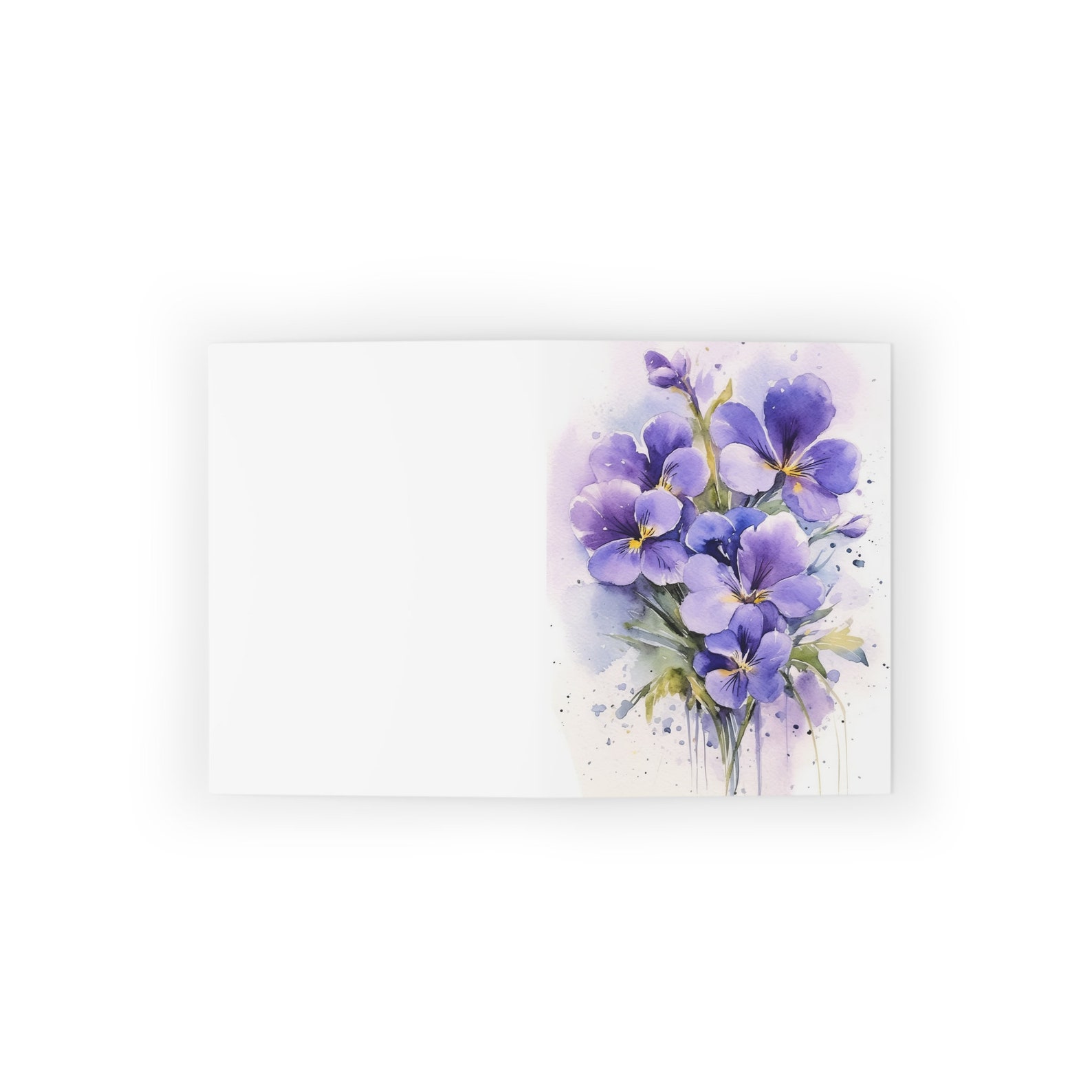 Set Watercolor Violet Flowers, Fine Art Blank Card Set, Greeting Cards ...