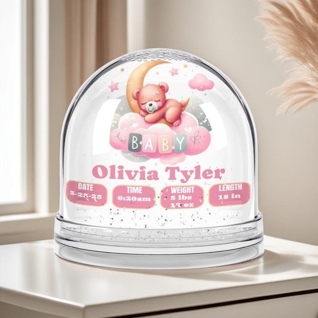 Personalized Baby Keepsake Snow Globe - Custom Newborn Stats - Baby ...