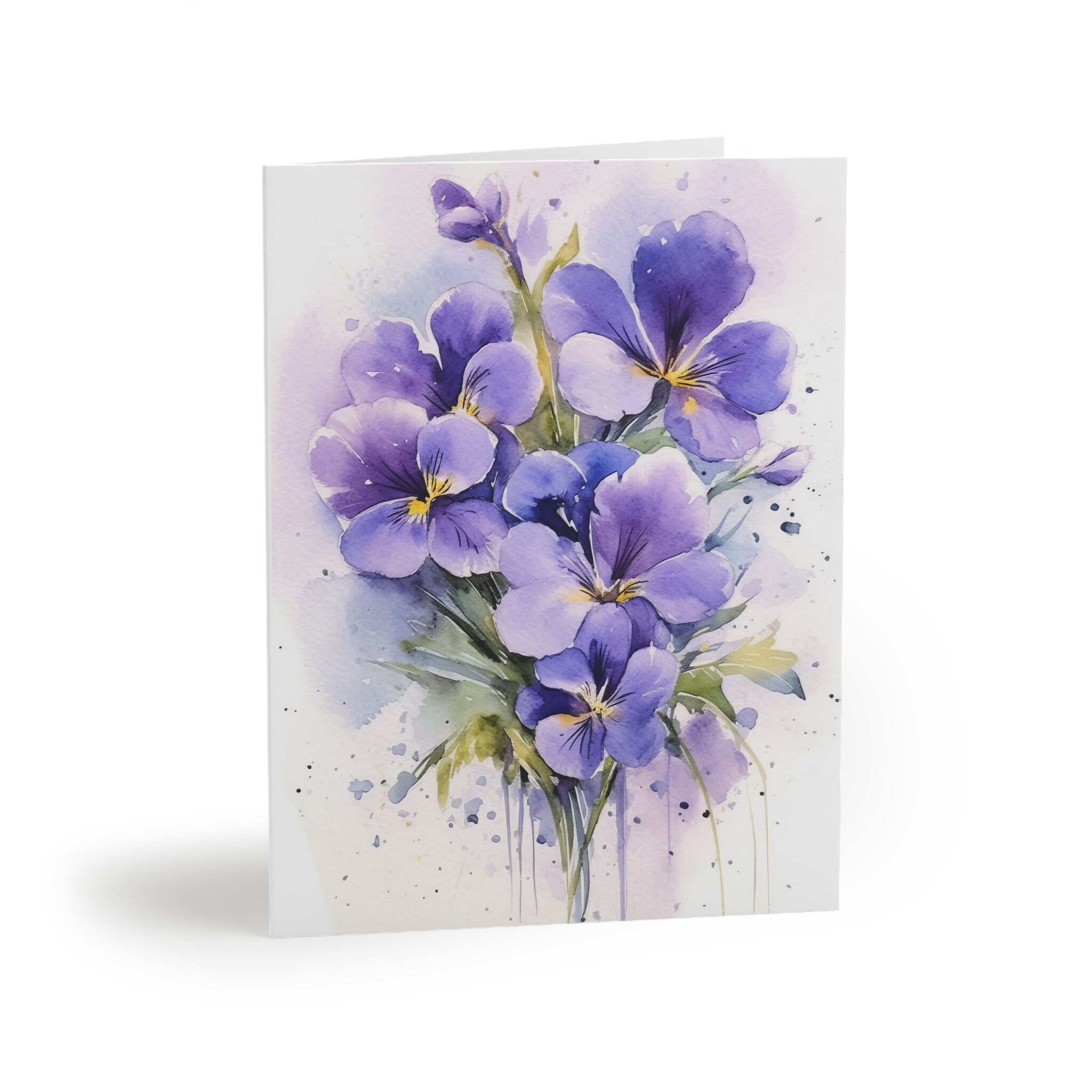 Set Watercolor Violet Flowers, Fine Art Blank Card Set, Greeting Cards ...