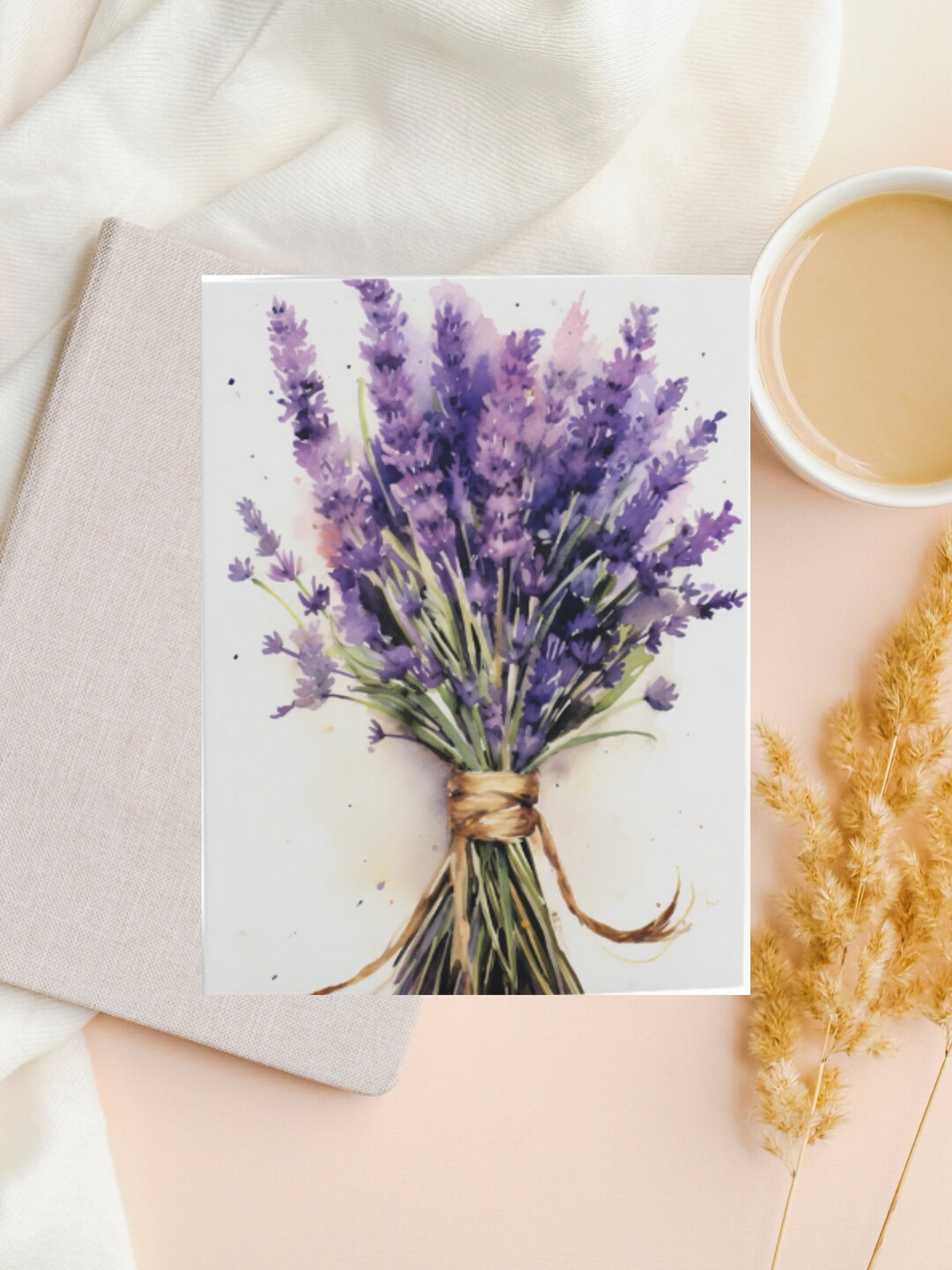 Set Watercolor Lavendar Flowers, Fine Art Blank Card Set, Greeting ...