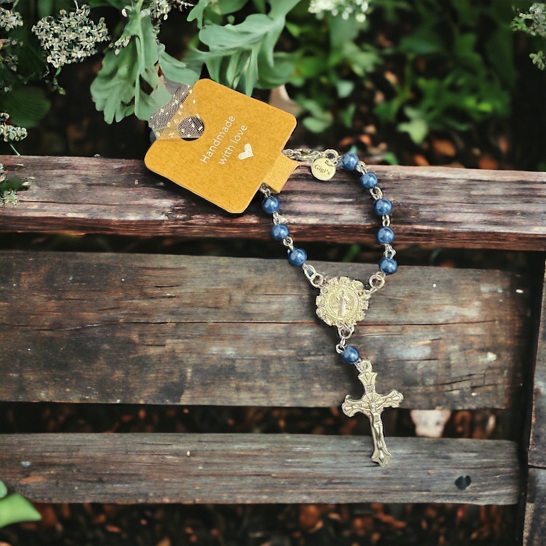 Mini Pearl Rosary With Clasp. High-quality Baptism, Communion, Weeding ...