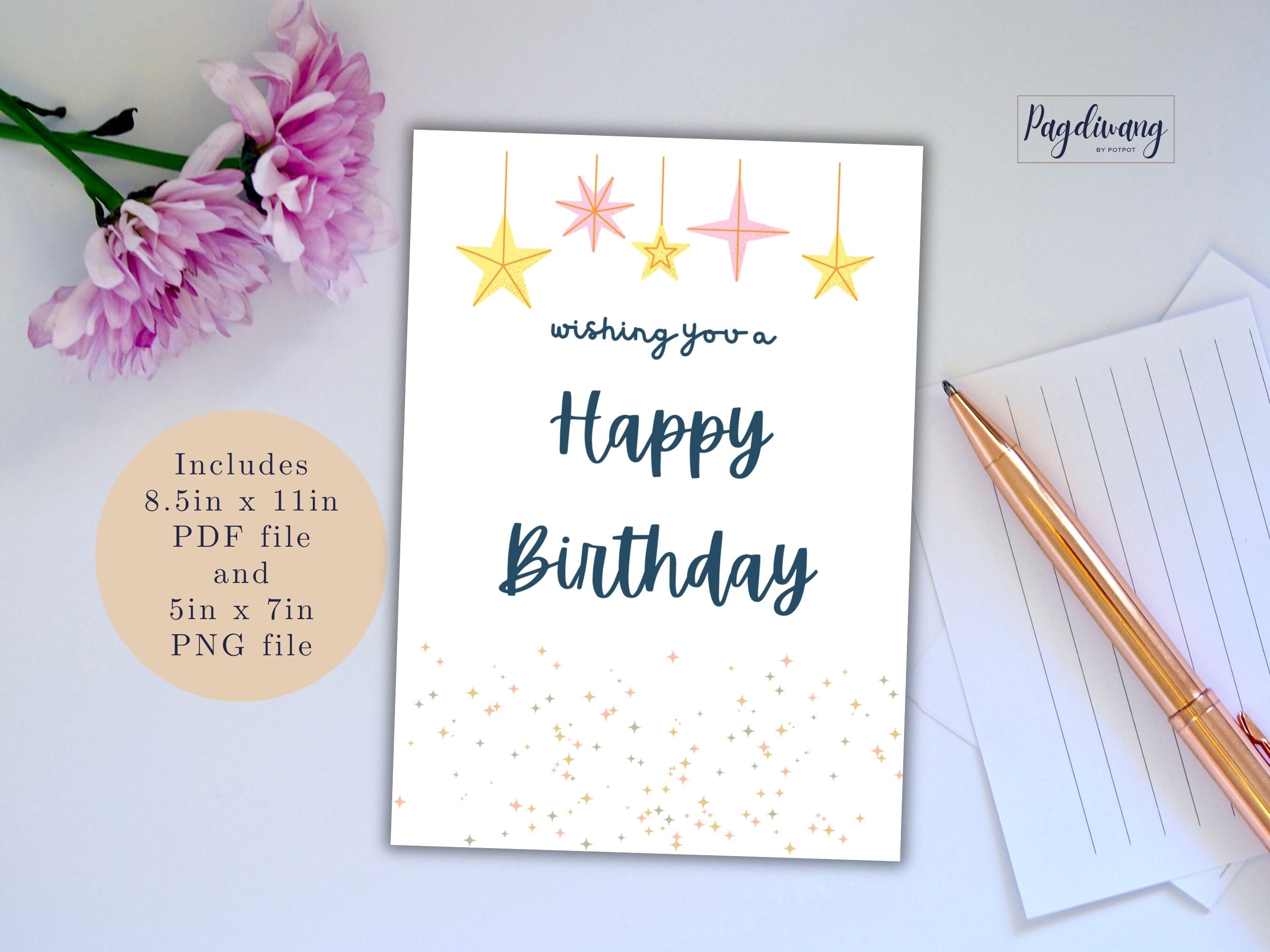 Birthday Wish Birthday Greeting Card Digital Download, Printable, Pdf ...