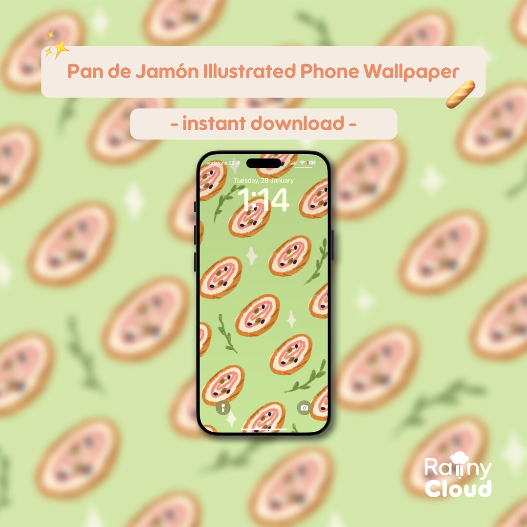 Pan De Jamón Illustrated Phone Wallpaper | Aesthetic Cute Wallpaper for ...