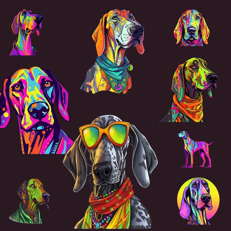 Colorful Great Dane Clipart Pack, Bright Colors - Commercial Use ...