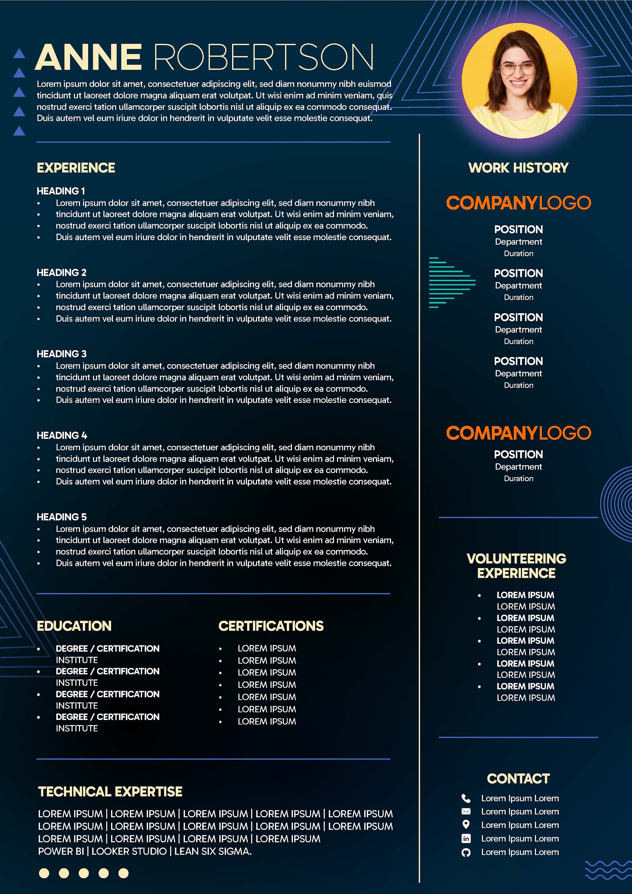 Sleek Infographic Resume Template - Adobe Illustrator | Dark Mode - Etsy