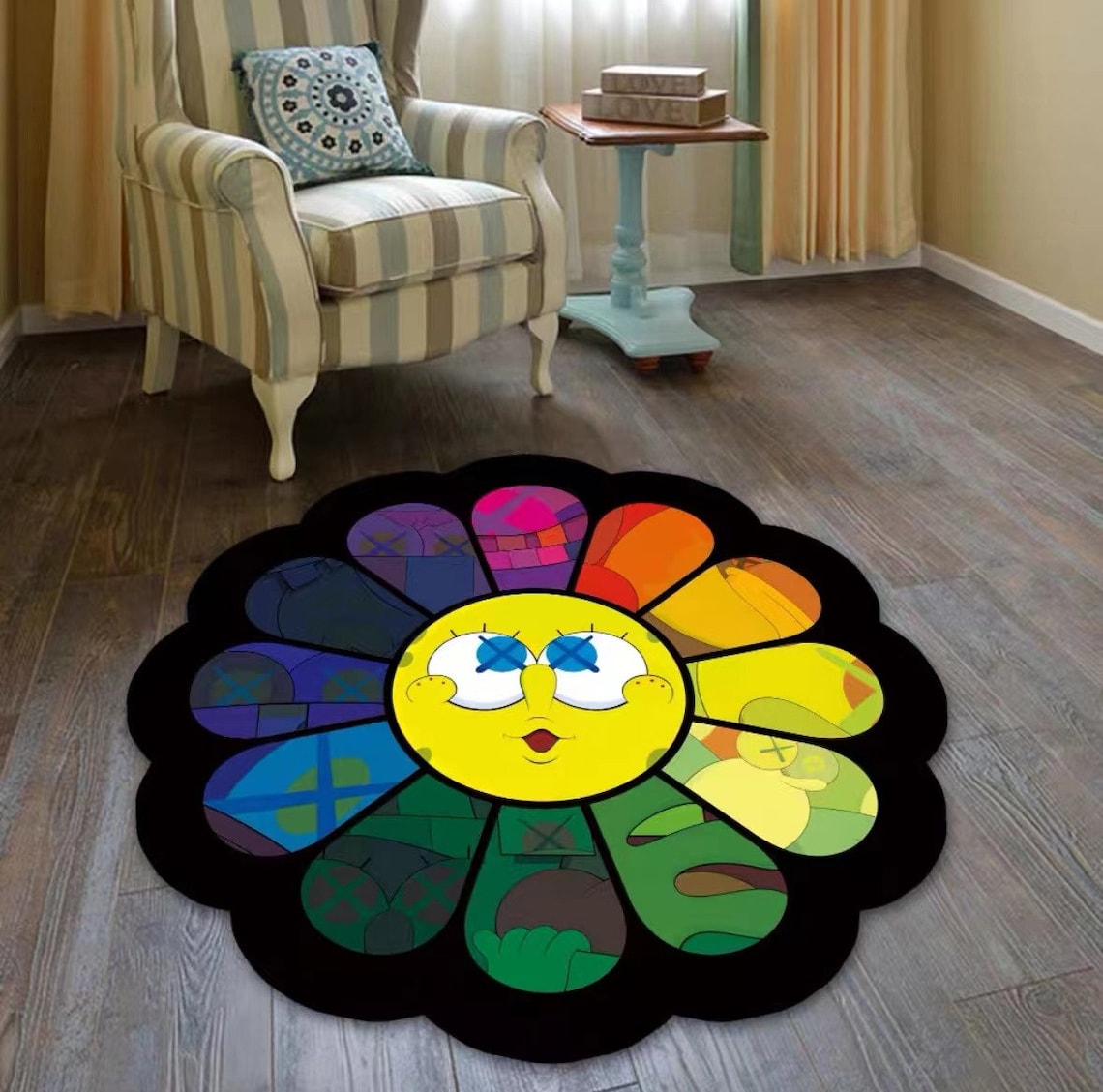 Custom Takashi Murakami Smiley Sunflower Flower Rug Hypebeast - Etsy
