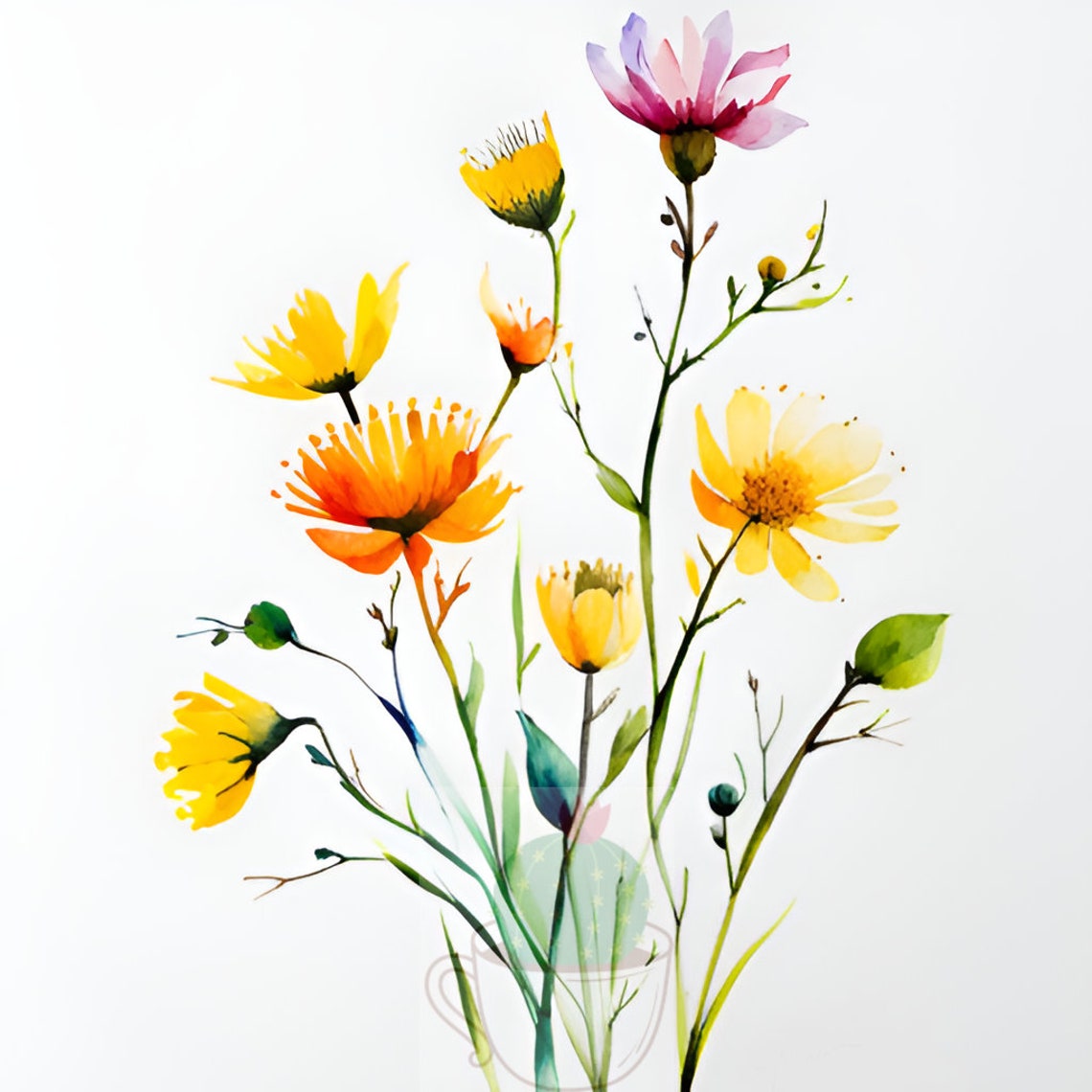 Wildflower Watercolor Print - Digitaler Download - Etsy