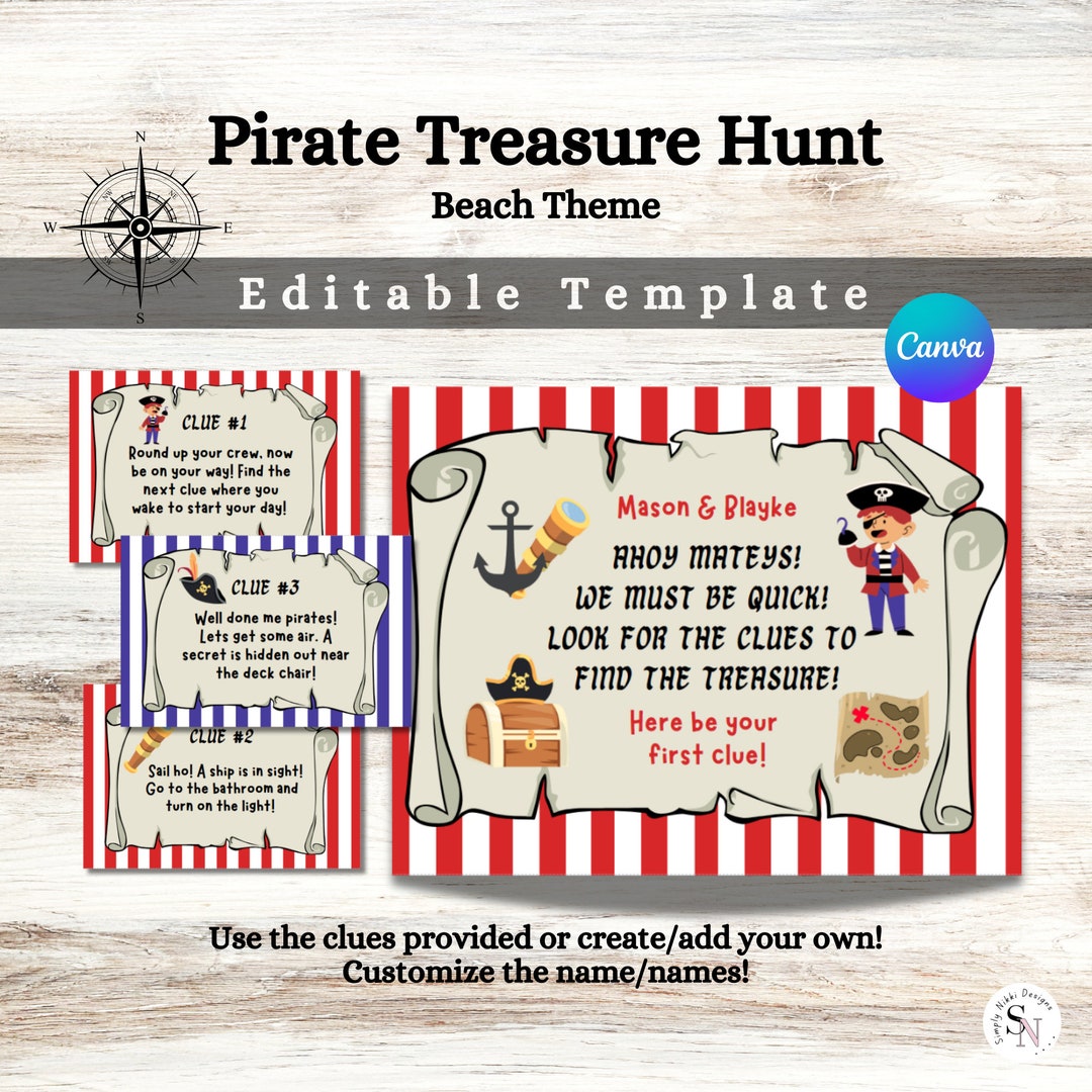Pirate Treasure Hunt | Treasure Hunt | Beach Theme | Beach Activity ...