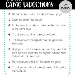 Multiplication War Card Game- Arrays- Math Center- Take Home Game- Low ...