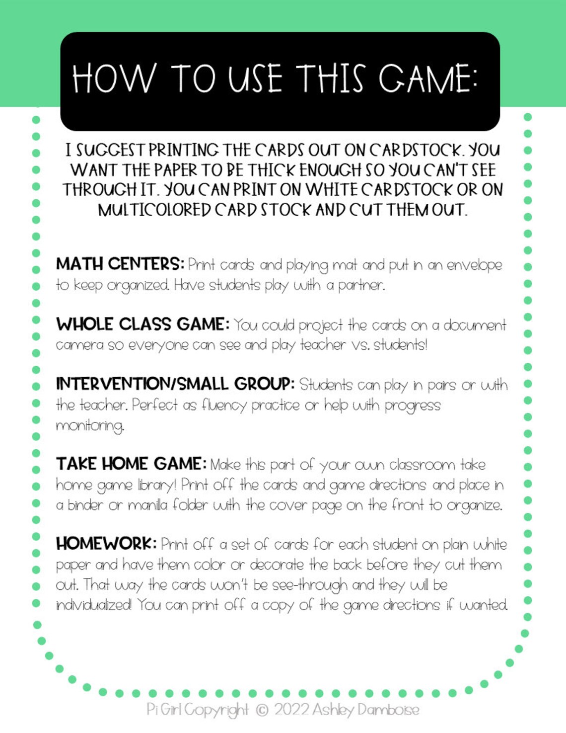 Multiplication War Card Game- Arrays- Math Center- Take Home Game- Low ...