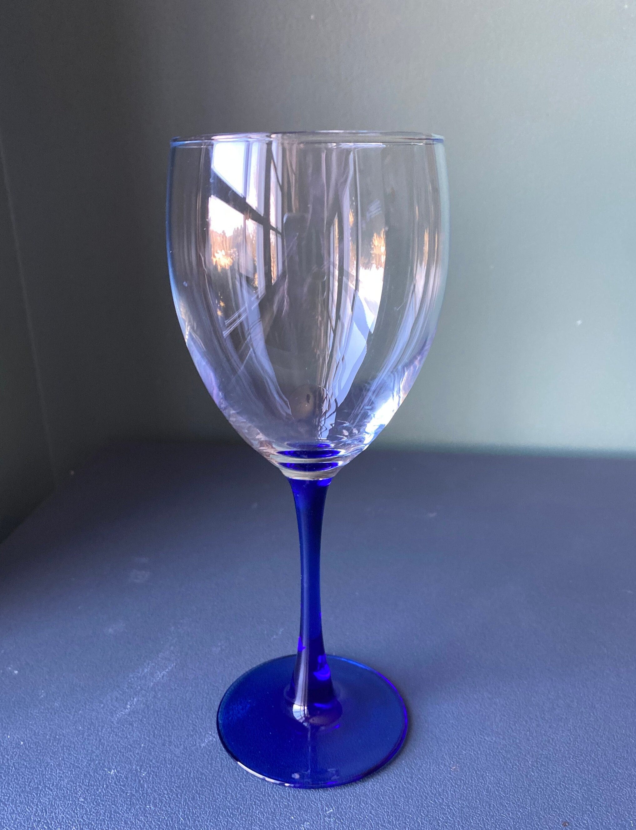 Luminarc Crystal Goblets, Clear With Cobalt Blue Stems, C. 1970's - Etsy