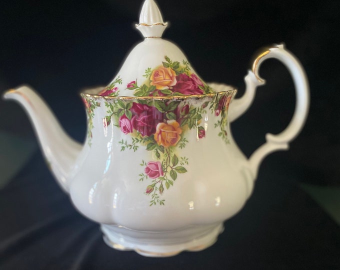 Prince Albert "old Country Roses" Large Lidded Teapot, Burgundy and ...