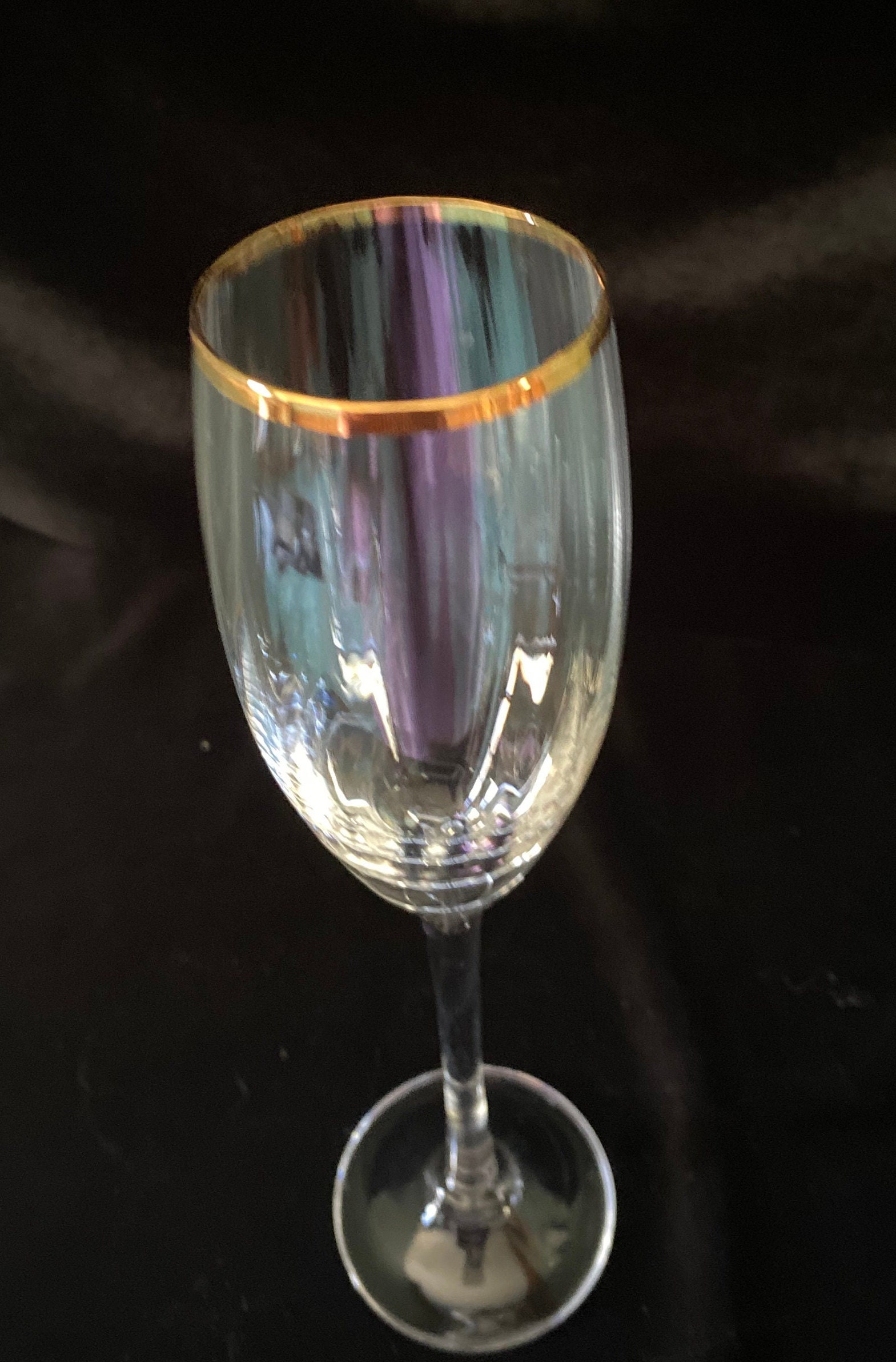 Lenox "statuesque Optic Gold Stemware", Fluted Champagne, Water Goblet ...