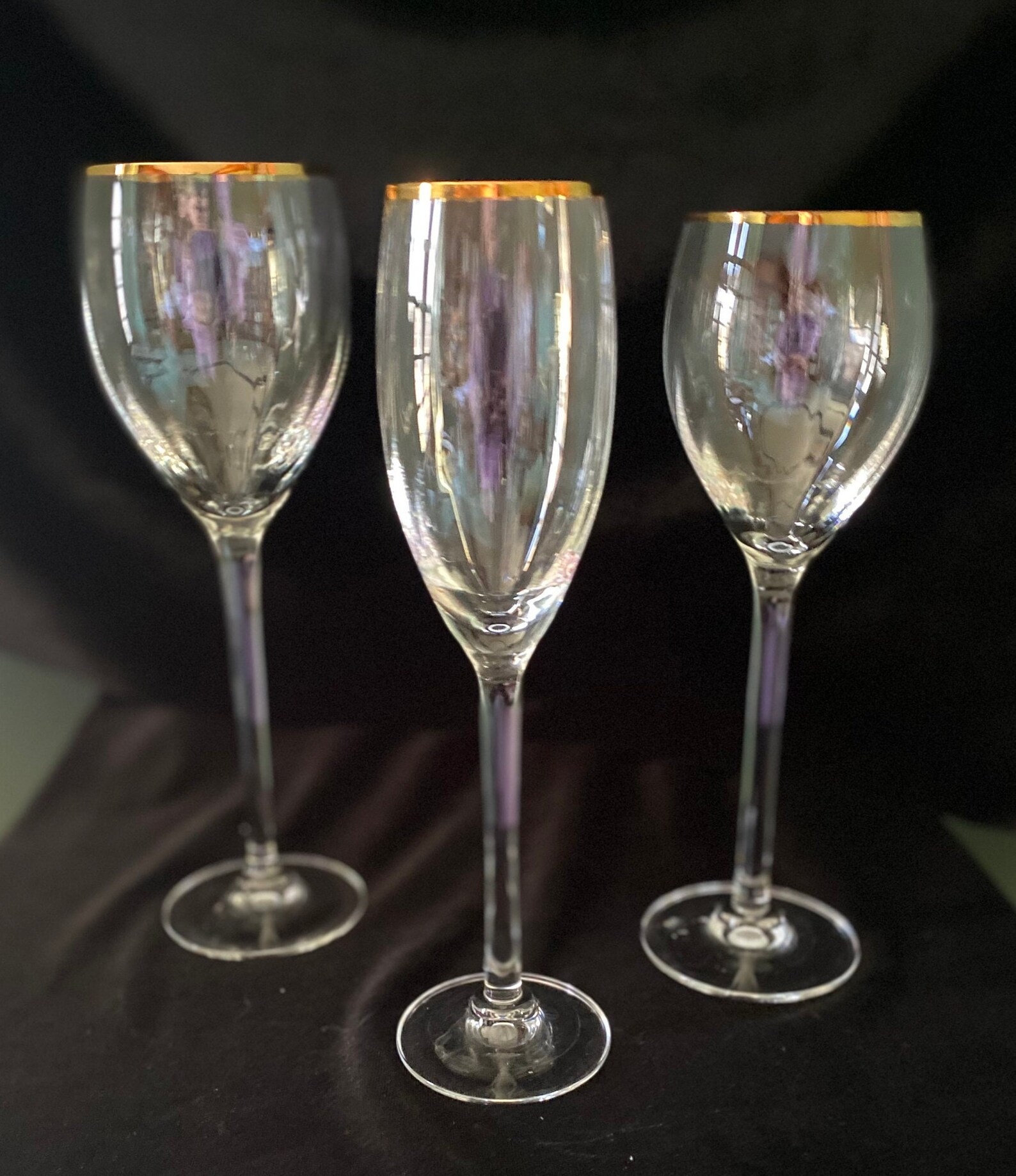 Lenox "statuesque Optic Gold Stemware", Fluted Champagne, Water Goblet ...